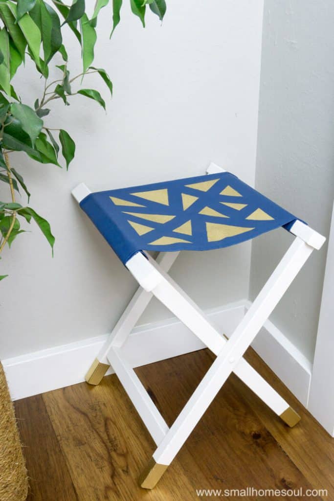 Canvas Folding Stool - Glam it up with Gold - Girl, Just DIY!