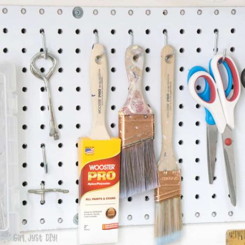How to Install Pegboard above your Workbench - Girl, Just DIY!
