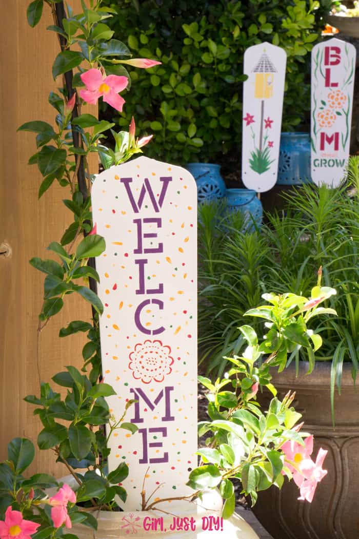 DIY Garden Signs from Fan Blades - Girl, Just DIY!