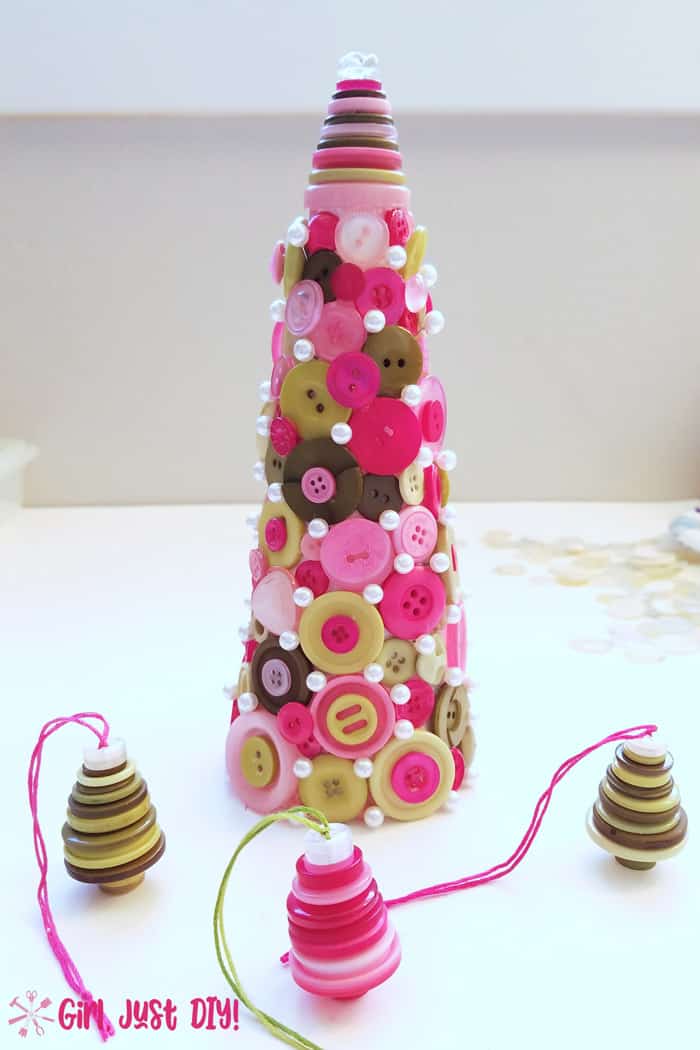 DIY Button Christmas Tree Table Topper - Girl, Just DIY!